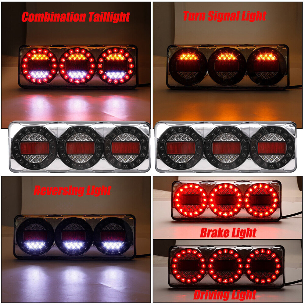 12V LED TAIL LIGHTS 3 COMBINATION SUIT TRAILER TRUCK CANOPY CARAVAN UTE ...