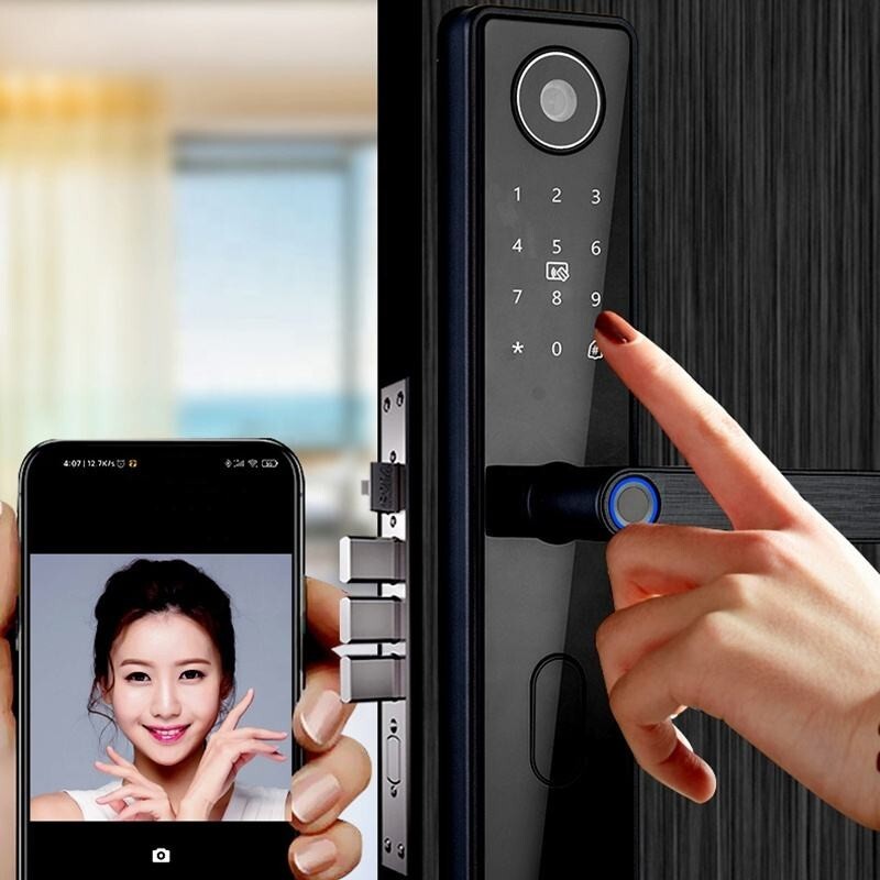 fingerprint door lock smart keyless padlock with camera | eBay