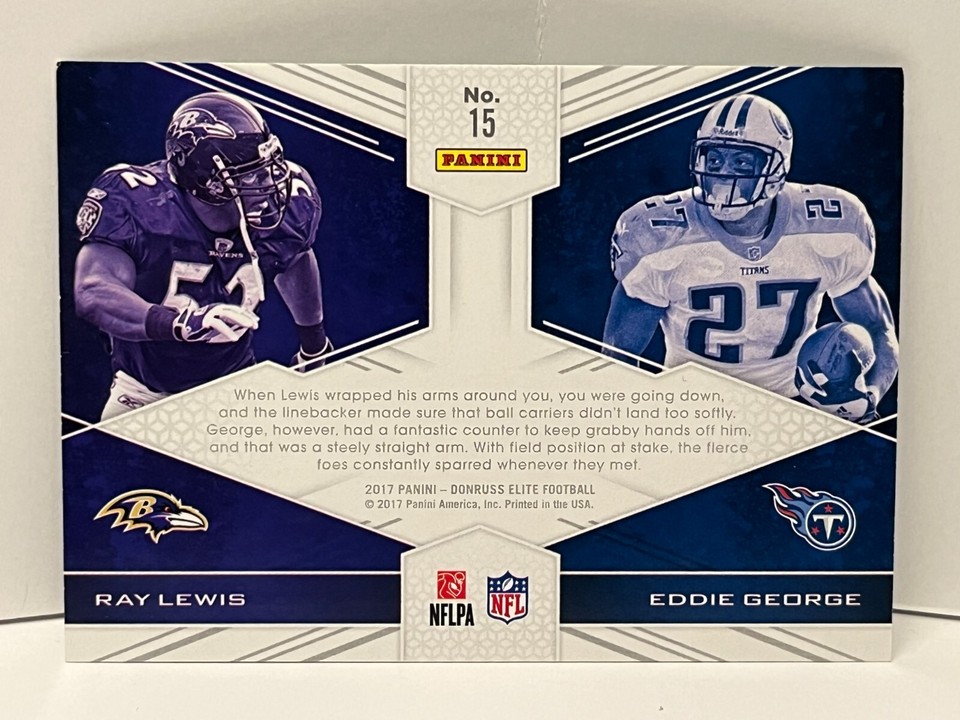 2017 PANINI DONRUSS ELITE FACE TO FACE #15 RAY LEWIS /EDDIE GEORGE | eBay