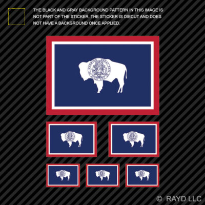 6 pcs Assorted Wyoming Flag Sticker Set of Self Adhesive Premium Vinyl ...