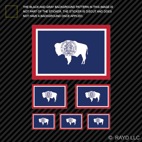 6 pcs Assorted Wyoming Flag Sticker Set of Self Adhesive Premium Vinyl ...