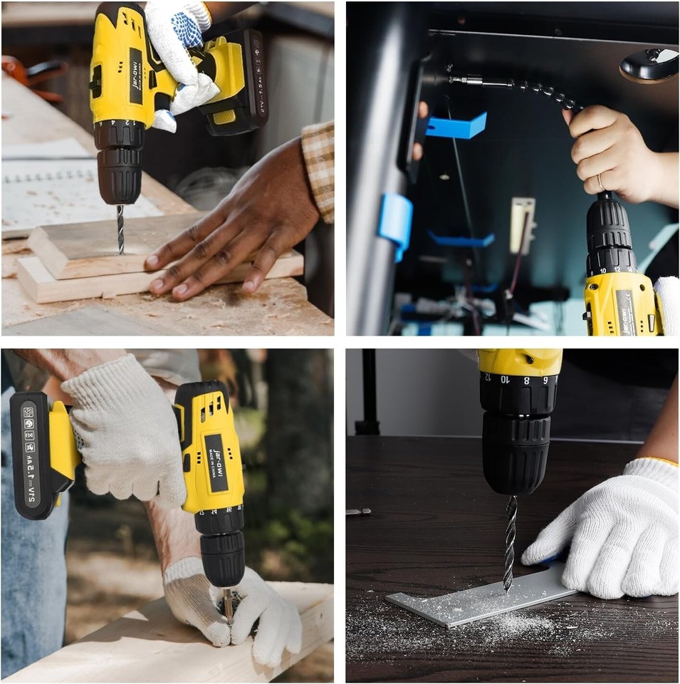 Portable Power Drill Set with 37PCS Drill Bit - 21V Cordless Drill Kit ...