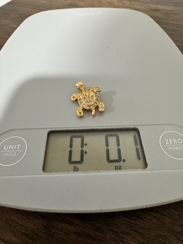 Gold Tone Turtle Pendant w/ Rhinestones – 1" Sparkling Sea Turtle Charm ...