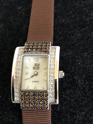 Nolan Miller Glamour Collection Watch Brown with Pave Crystals ...