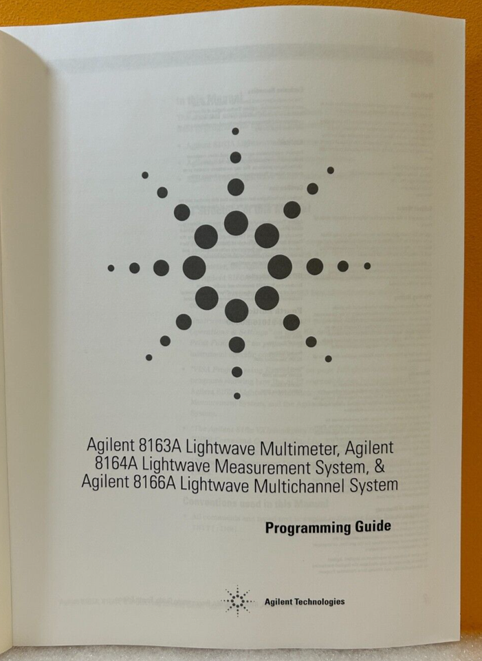 Agilent HP 08164-91016 2000 8163A Lightwave Multimeter Programming ...