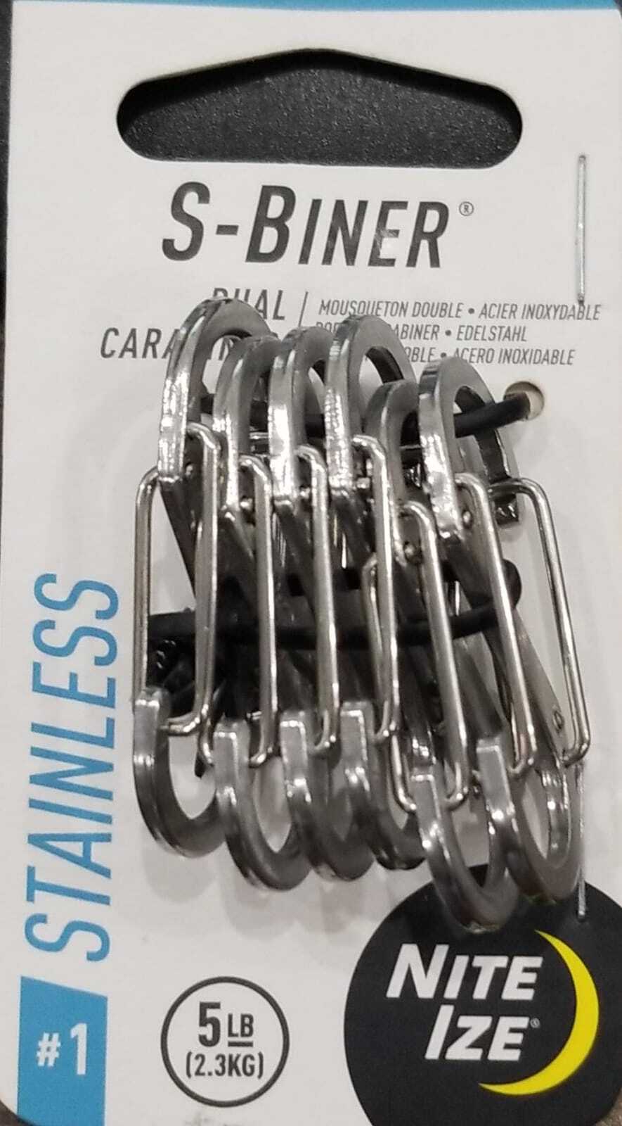 Nite Ize SB1-11-6R3 S-Biner Dual Carabiner, Size #1, Stainless Steel, 6 ...
