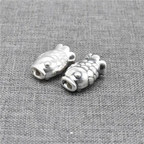 2pcs Fine Silver Fish Beads 999 Sterling Silver Fish The Bead Weight Is ...