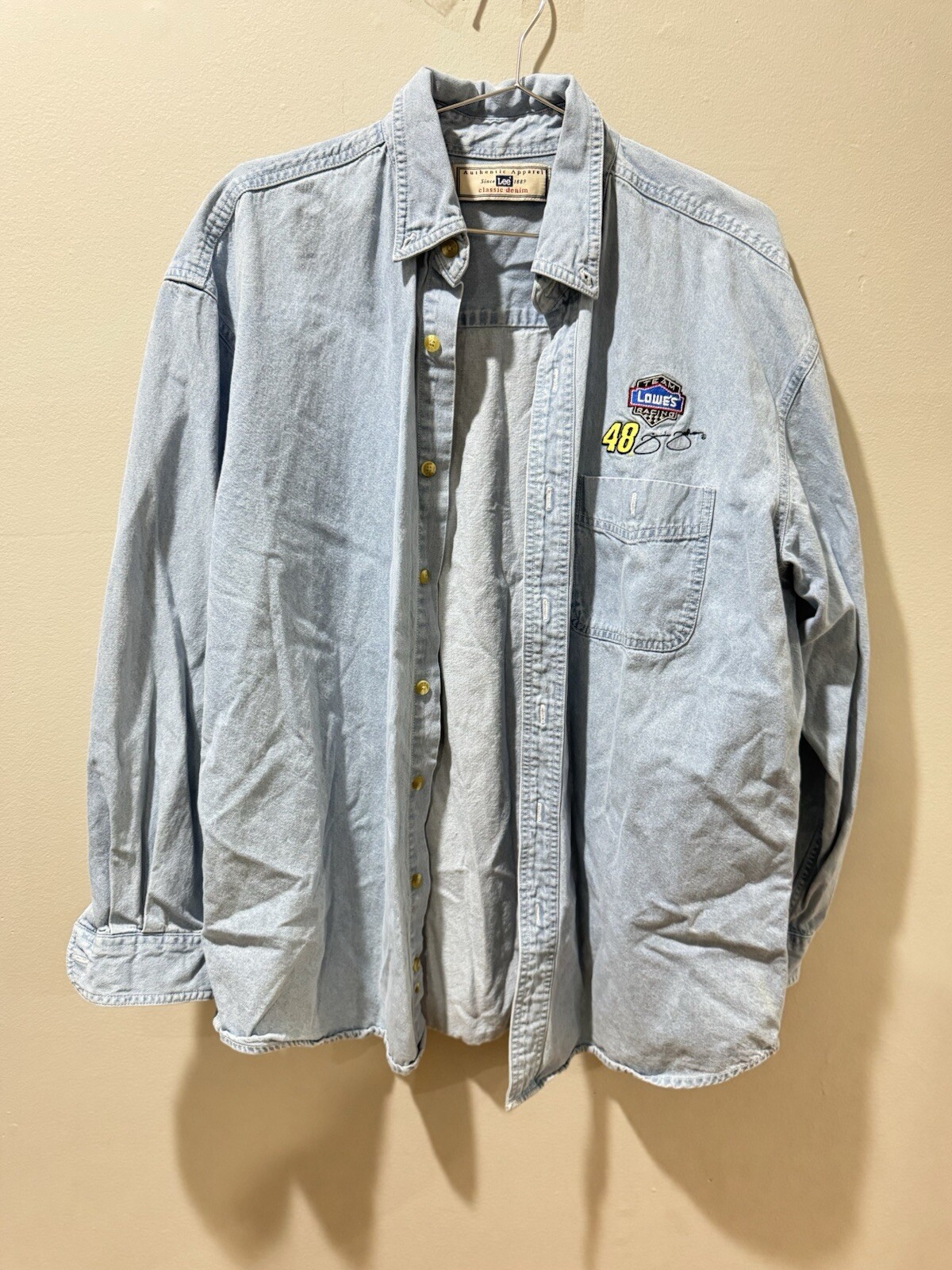 Vintage Nascar Jimmie Johnson Denim Button Up Shirt L… - Gem