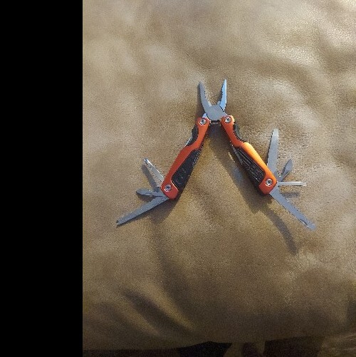 Brookstone Camping Multi Tool Pliers Knife Saw Bottle Opener File ...