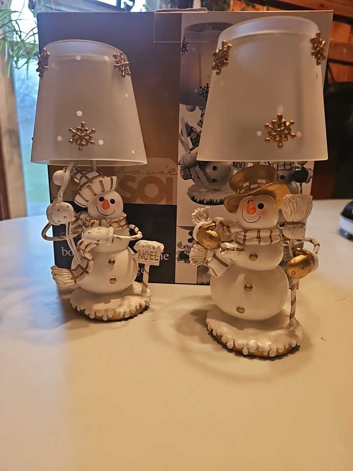 Pair Of Snowman Tealight Lamps | eBay