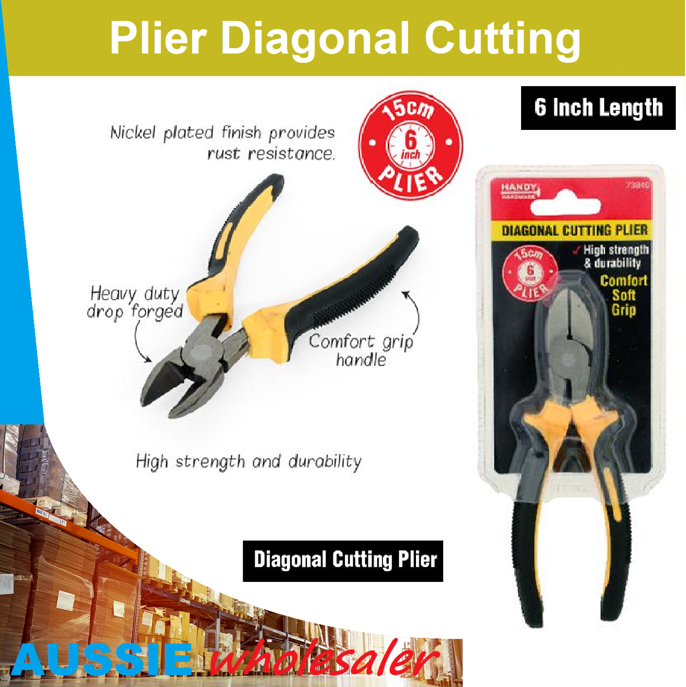 Plier Diagonal Cutting 150mm Soft Grip Diagonal Side Wire Cutter ...