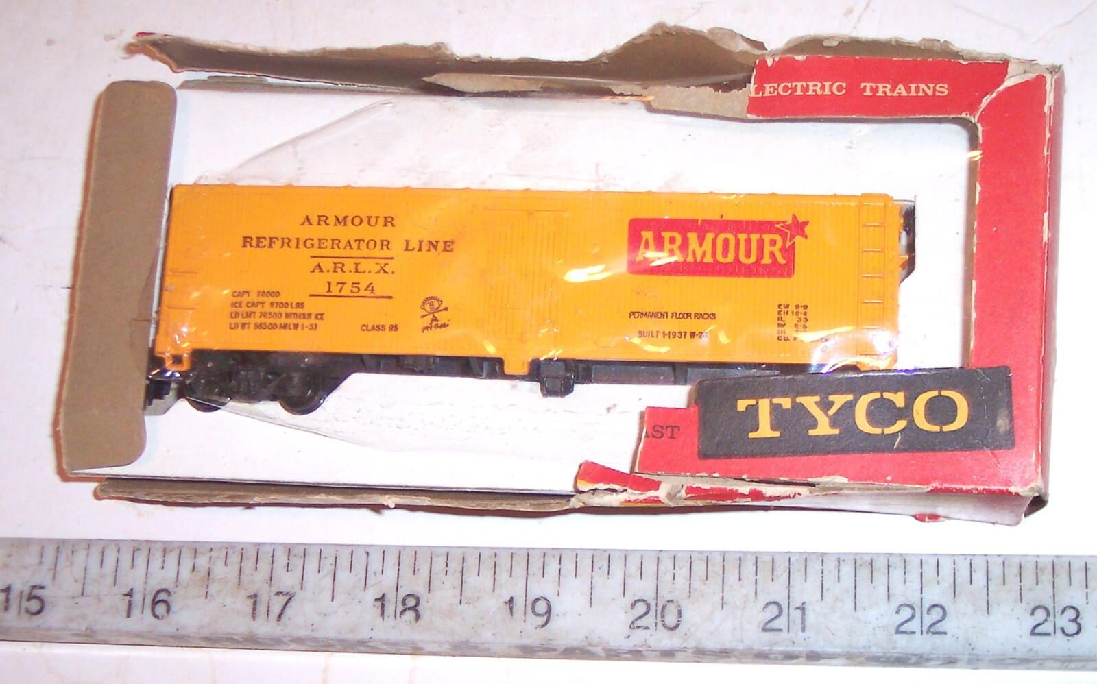 VINTAGE 1960s TYCO/MANTUA HO ARMOUR REFRIGERATOR REEFER CAR & ORIGNAL ...