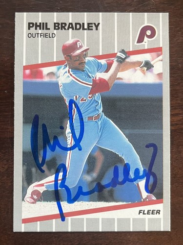 1989 Fleer - #563 Phil Bradley Auto Autograph Philadelphia Phillies ...