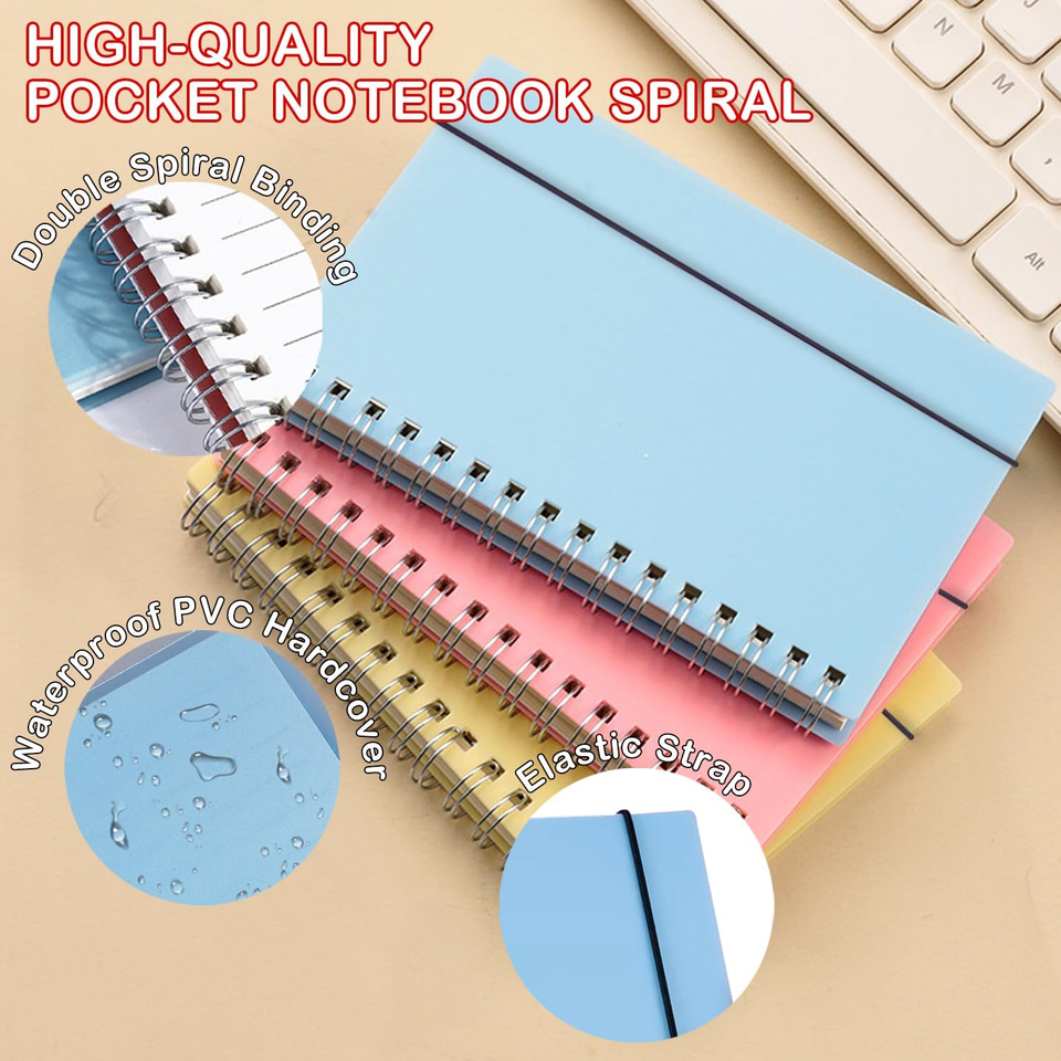 Mini Spiral 4 Pack Notebooks 3.5 X 5.5 in College Ruled, Small Spiral ...