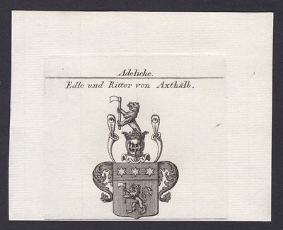 1820 Axthalb Ritter Wappen Adel coat of arms Heraldik Kupferstich ...