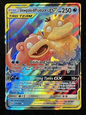 2019 Pokemon Unified Minds 35/236 SLOWPOKE & PSYDUCK GX Tag Team Holo ...