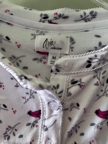 NWT Aria Collection Long Sleeve Nightgown Soft Velour Cardinal Pattern ...