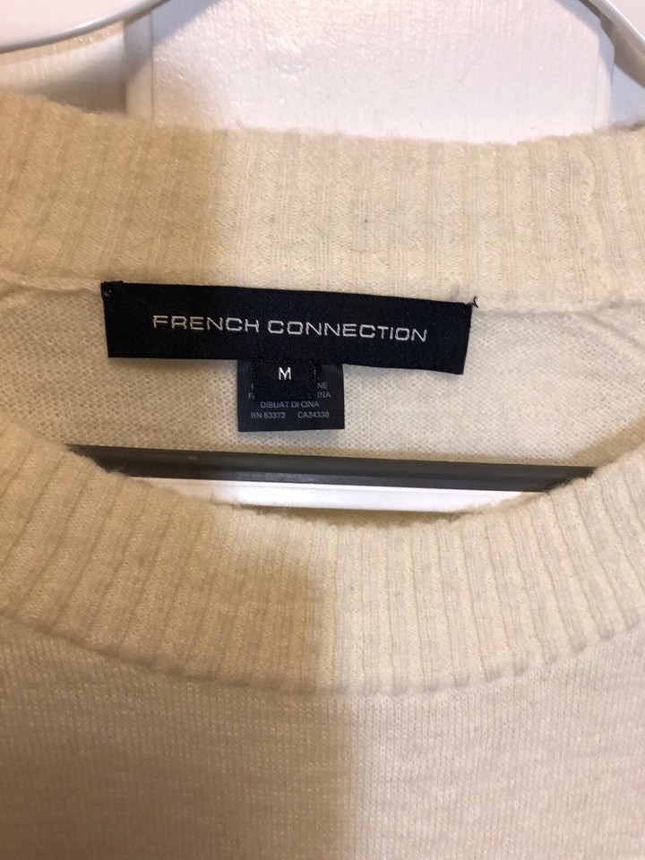 172. NWT French Connection Penguin Wool-Blend Sweater M Winter White ...