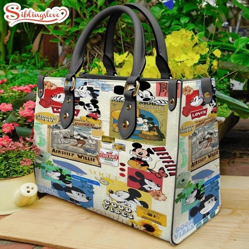 Personalized Mickey Mouse Ears Leather Handbag, Mickey Mouse Lovers ...