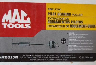 Mac Tools PBP1170C Slide Hammer Pilot Bearing Puller P1 | Manual