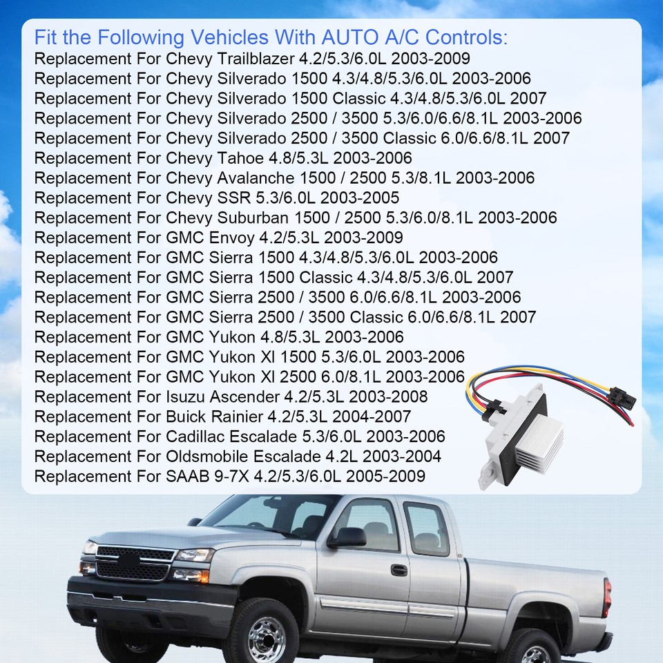 A/C Heater Blower Motor Resistor Module 19260762 For Chevrolet Tahoe ...