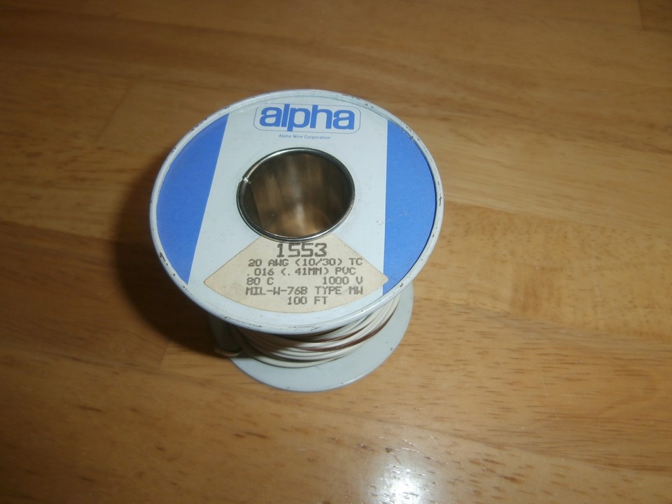 1553 Alpha Hook Up Wire 100 Ft 20 AWG Stranded 1000V White/Brown,NOS | eBay