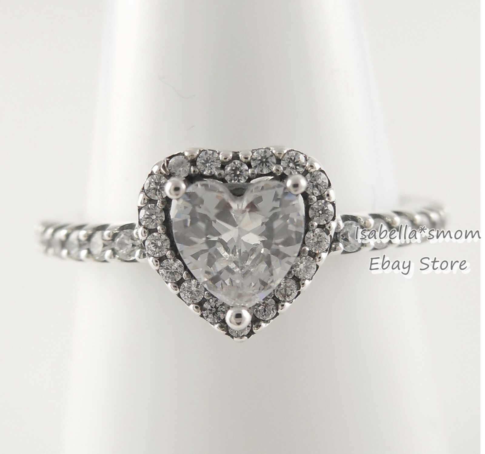 ELEVATED HEART Authentic PANDORA Love VALENTINE's Ring 198421C01 Sz 8.5 ...