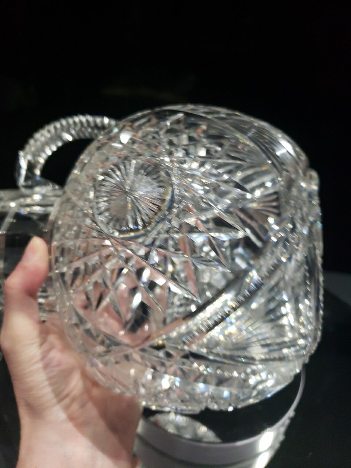 Bulbous Jug Pitcher American Brilliant Period Cut Glass Crystal Straus ...