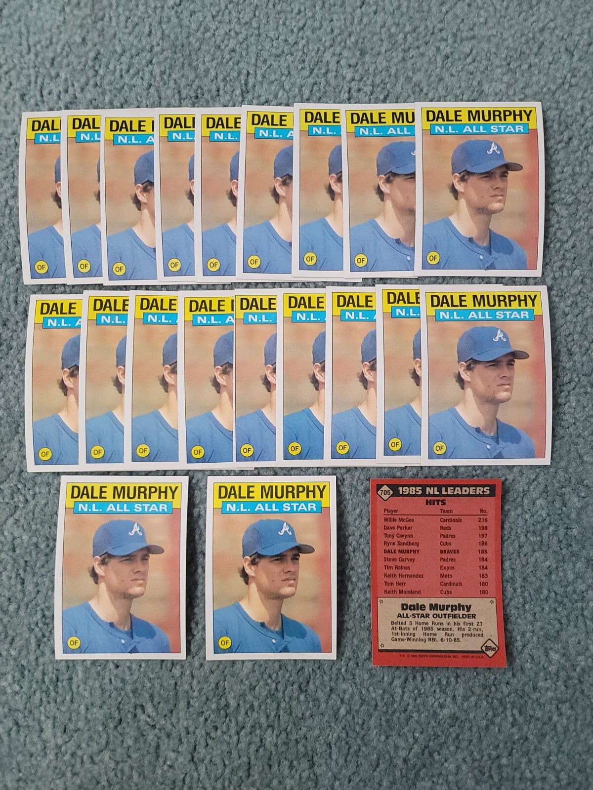 1986 Topps Dale Murphy All Star Lot of approx 21 Cards | eBay