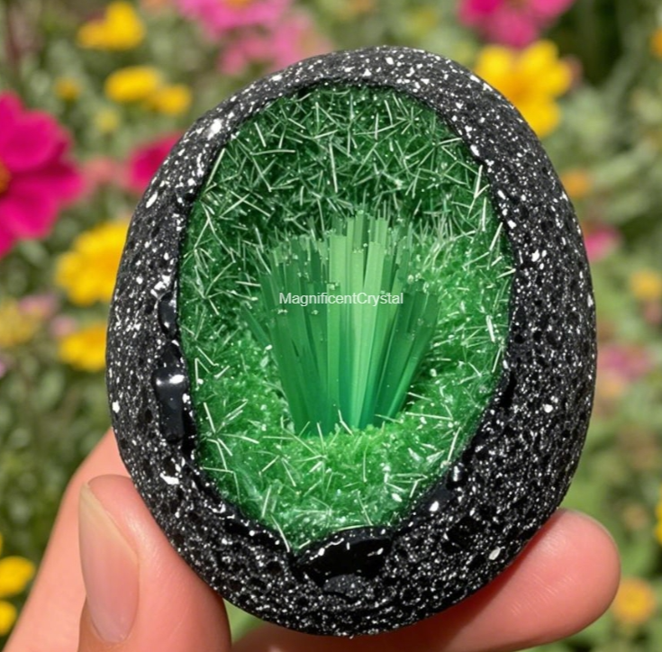 Rare Natural Meteorite Quartz Crystal Specimen Goethite Green Copper ...