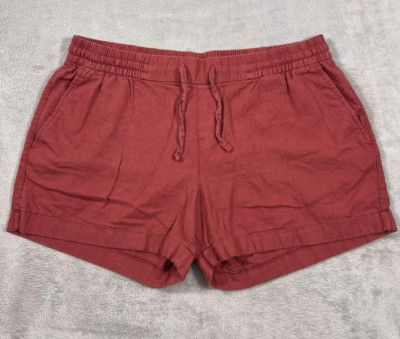 Old Navy Large Brick Red Linen Rayon Shorts 4" Inseam Drawstring | eBay