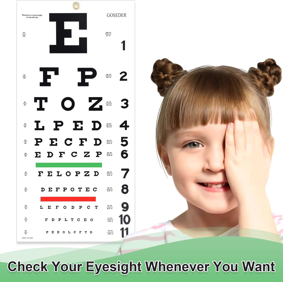 Snellen Eye Chart, Eye Charts for Eye Exams 20 Feet 22×11 Inches, Low ...