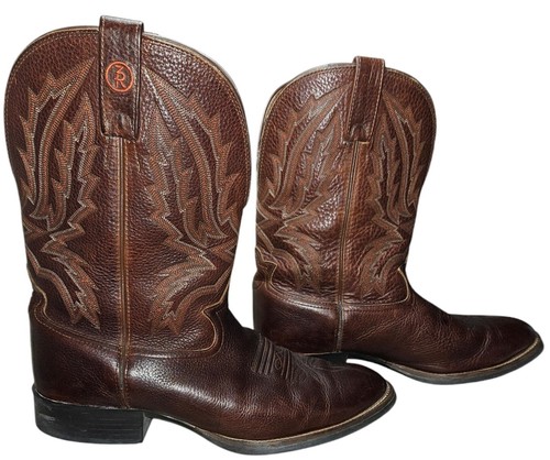 Tony Lama Triple R Ranchin Ropin Ridin Brown Western Cowboy Boots Size ...