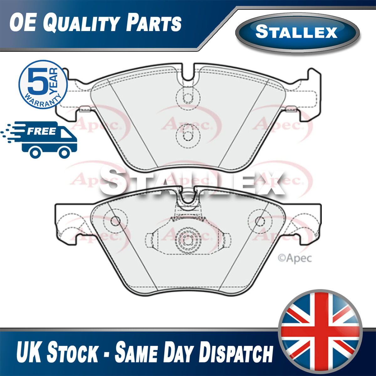 Fits BMW 5 Series 2010-2017 2.0 D 2.5 Brake Pads Set Front Stallex ...