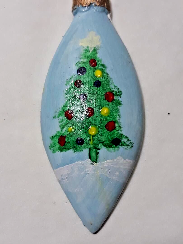 Handmade Hand Painted Christmas Tree Ornament Light Bulb Shaped | eBay UK