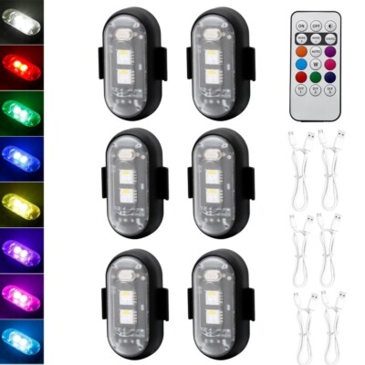 6Pcs Wireless LED Strobe Light RGB 8 Colors Rechargeable Flashing ...