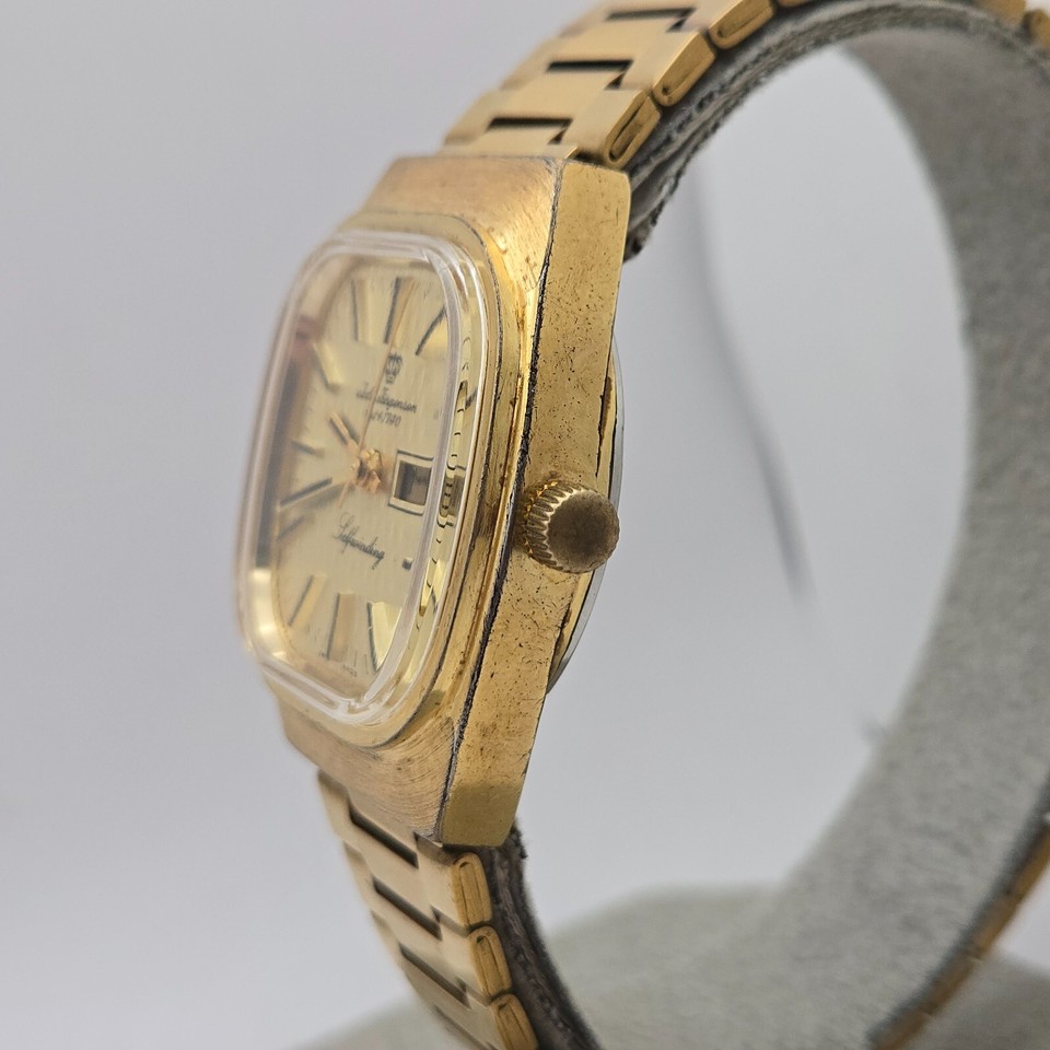 Vintage JULES JURGENSEN men's automatic watch day/date Ronda 1239 swiss ...