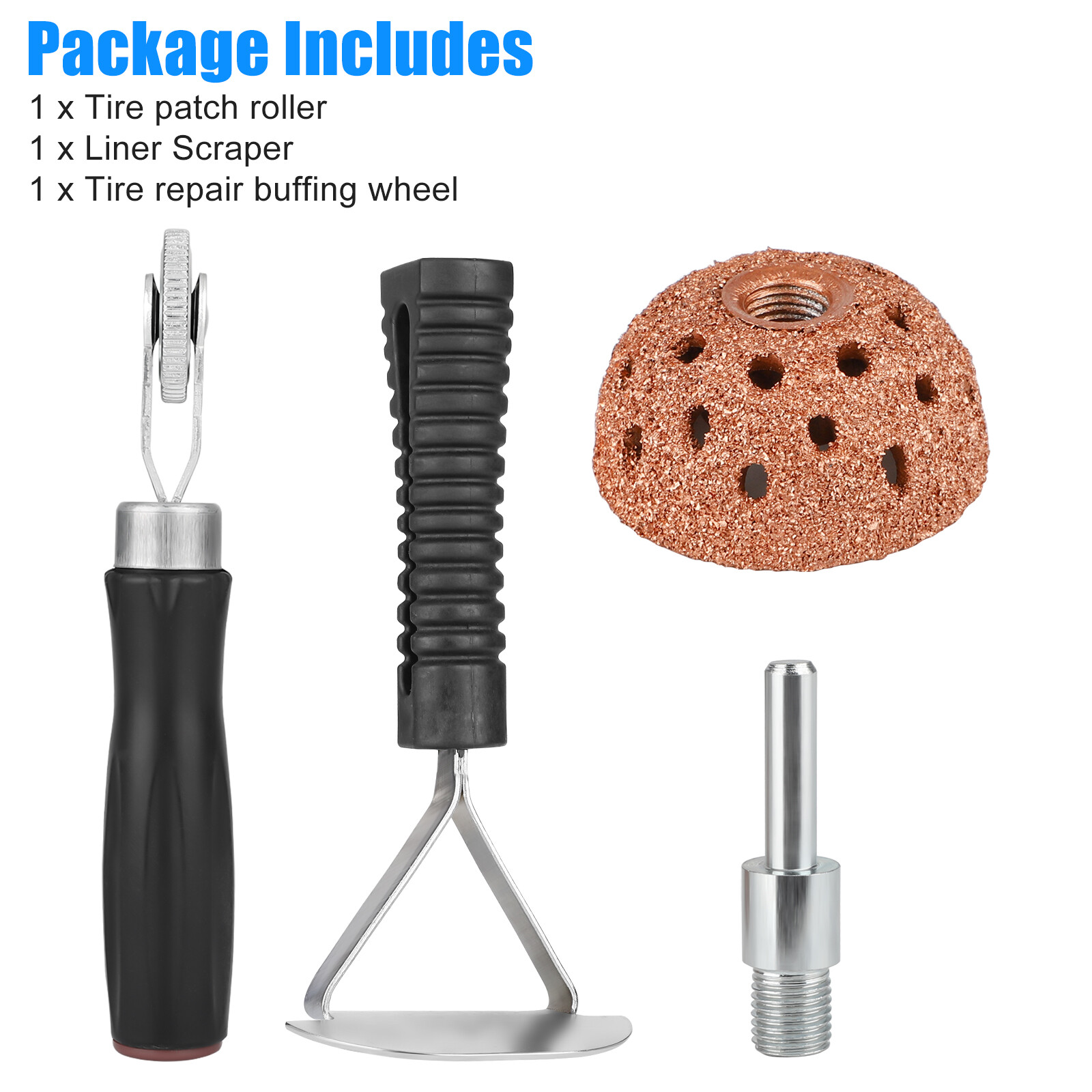 Tire Repair Patch Tool Liner Scraper Kit Grinding Head Buffing Wheel ...