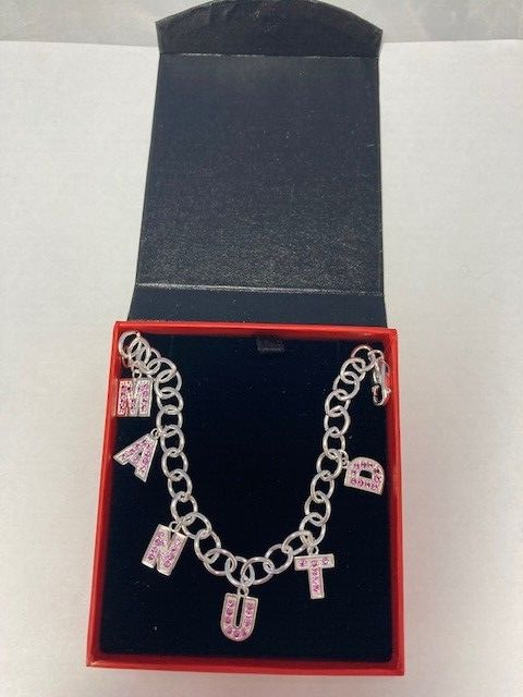 New Official Manchester United Ladies Pink C.Z Man UTD Charm Initial ...