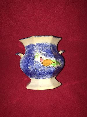 LB3 Staffordshire Blue Spatterware Sugar Bowl Peafowl Spatter Ca. 1830 ...