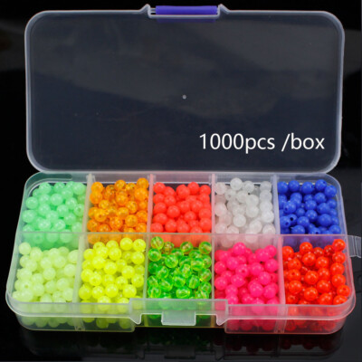 1000pcs 5mm Fishing Beads Assorted Beads Round Float Glow Fishing Rig ...