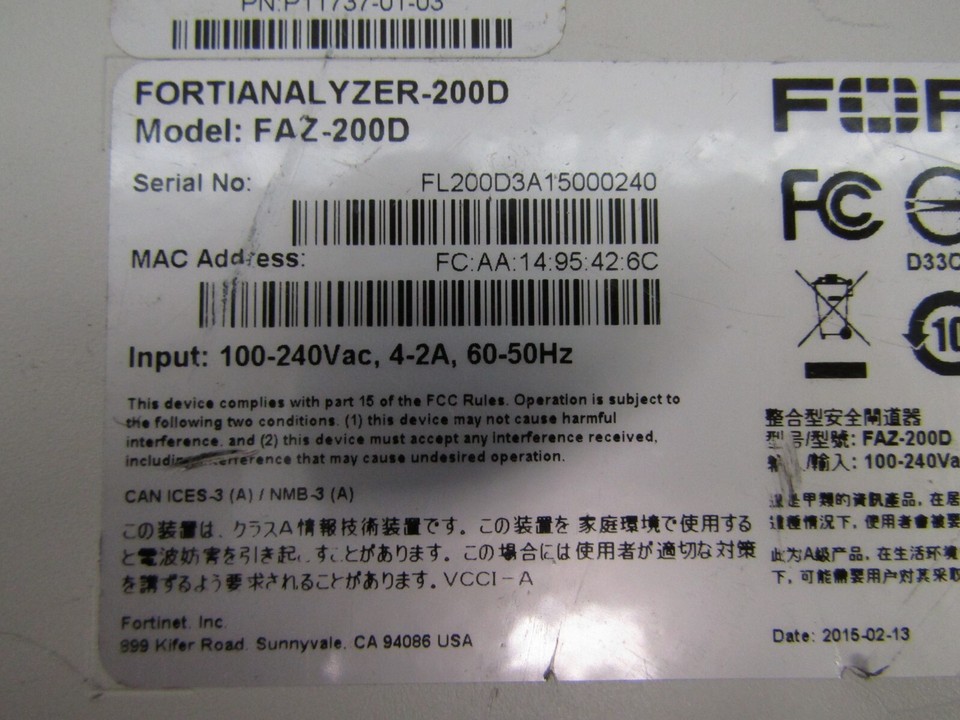 Fortinet FortiAnalyzer-200D Network Video Recorder FAZ-200D | eBay