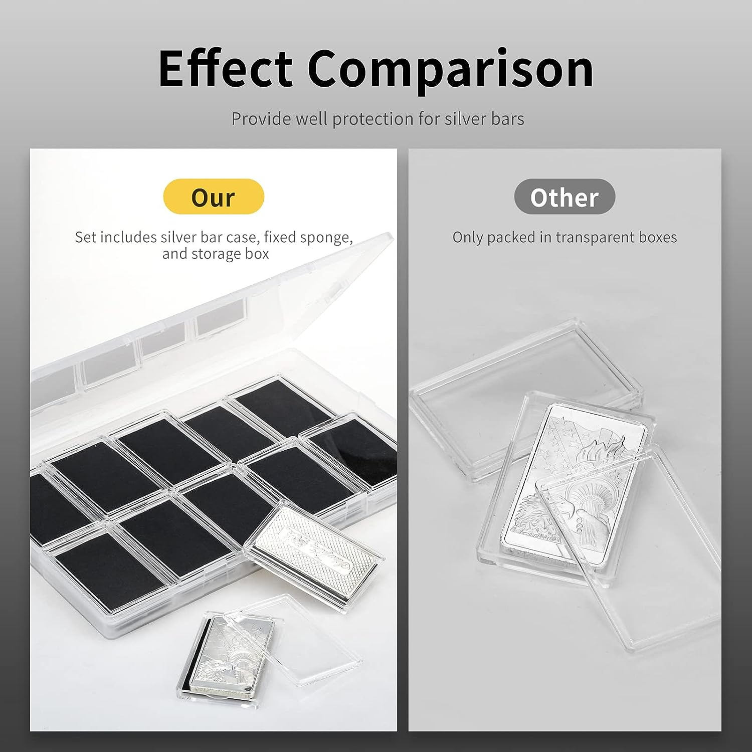 1 Oz Silver Bar Holder, 20 Pcs Silver Bar Capsule Storage Bar Container ...