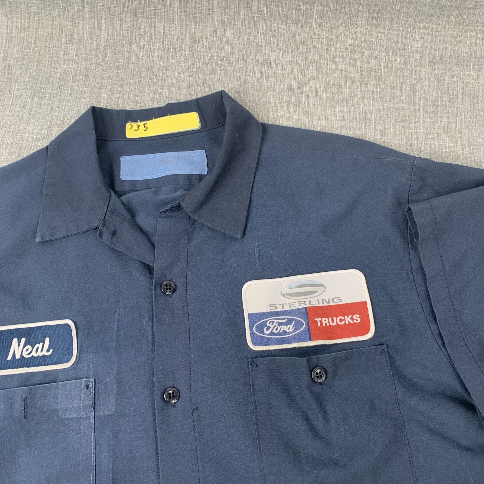 Vintage Ford Mechanic Uniform Blue Shirt Patches Butt… - Gem
