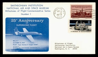 DR WHO 1972 SPACE MILESTONES OF FLIGHT #1 CACHET BELL X-4 EDWARDS CA ...