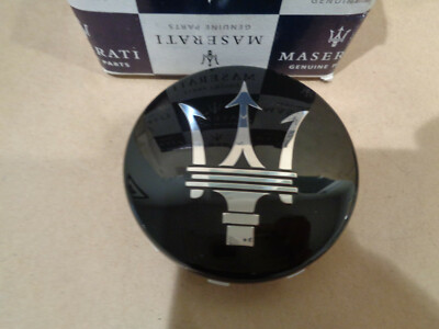 Maserati Center Wheel Caps SET OF 4 Glossy Black With Chrome Trident ...
