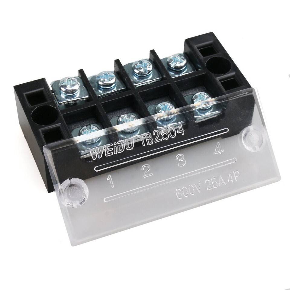 Dual Row 4 Positions Screw Terminal Electric Barrier Strip Block 600V ...