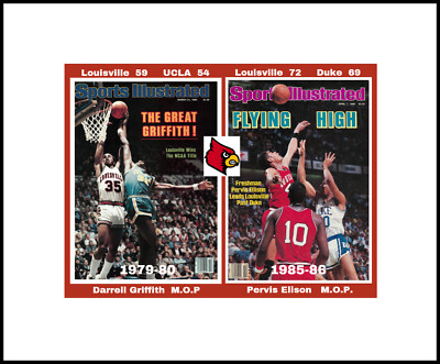 LOUISVILLE CARDINAL MATTED COLLAGE PIC SHOWING 1980@1986 CHAMP SPORTS ...