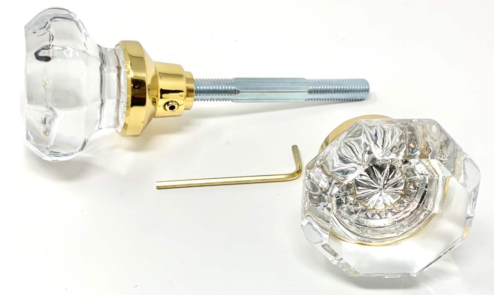 Rousso's Reproductions Octagon Glass Door Knobs 0018-PB (1 Pair ...