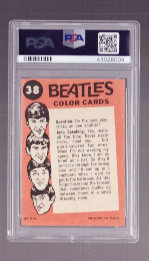 1964 TOPPS Beatles COLOR CARD #38 PSA 7 NEAR MINT | eBay